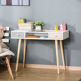 Dětský stůl HOMCOM s 1 otevřenou přihrádkou a 2 šuplíky v severském stylu pro studijní místnost, vstup a ložnici 100x48x76,5 cm v multicolor provedení