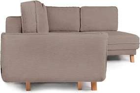 Taupe manšestrová rozkládací/s úložným prostorem rohová pohovka (levý roh/do L) Tori – Bonami Selection
