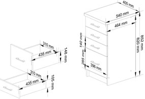 Spodní kuchyňská skříňka s deskou LIMA S40 SZ4 bílá / dub sonoma
