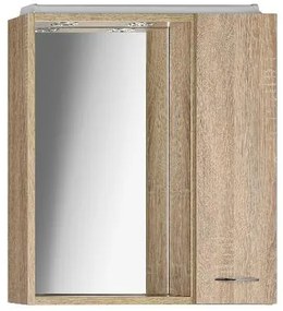 Aqualine Keramia Fresh - Zrcadlová skříňka s LED osvětlením, 600x600x140 mm, pravá, dub platin 45028