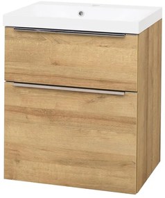 Mereo Mereo, Mailo, koupelnová skříňka s umyvadlem z litého mramoru 61 cm, bílá, dub, antracit, CN520M