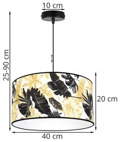 Závěsné svítidlo Gold Flowers, 1x bílé textilní stínítko s květinovým vzorem, (výběr ze 2 barev konstrukce), (fi 40cm)
