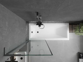 Mexen Next L, 1-křídlová vanová zástěna 70 x 150 cm, 6mm čiré sklo-černý vzor, ​​grafitový profil, 895-070-000-03-70-95
