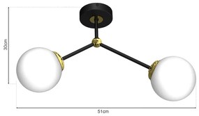 Stropní svítidlo Joy, 2x bílé skleněné stínítko, b/g