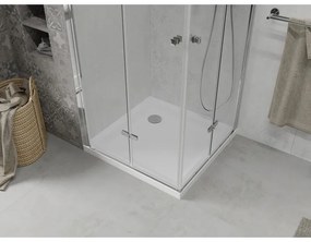 Mexen Lima Duo skládací sprchový kout 80 x 80 cm, Průhledné, Chromovaná + sprchová vanička Flat - 856-080-080-01-02-4010