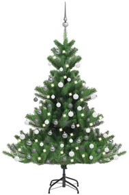 Umělý vánoční stromek normandská jedle LED a koule zelený 120cm,  3077730 HangarStore.cz