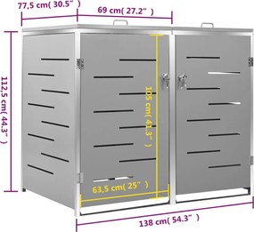 vidaXL Přístřešek na dvě popelnice 138 x 77,5 x 112,5 cm nerezová ocel [149559] Barva: Oranžová