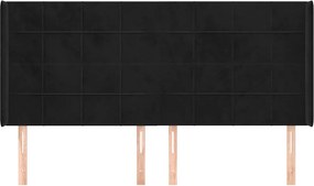 Čelo postele typu ušák černé 183x16x118/128 cm samet 3119642