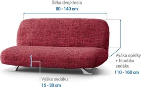 Bielastické potahy VITTORIA bordó dvojkřeslo s dřevěnými rukojeťmi (š. 80 -140 cm)