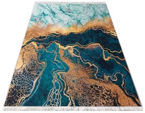 Protiskluzový koberec v zelené barvě s abstraktním vzorem Šířka: 60 cm | Délka: 100 cm