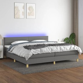 Box spring postel s matrací a LED tmavě šedá 200x200 cm textil 3133822