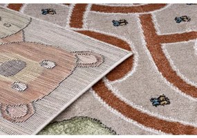 Dywany Luszczow Dětský kusový koberec FUN Honey, medvěd, včely béžová Rozměr koberce: 80 x 150 cm