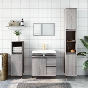 3dílný set koupelnového nábytku šedý sonoma kompozitní dřevo 3190219
