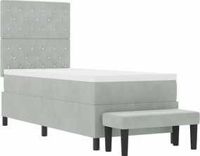 Postel s boxspringem s polštářem Světle šedá 200 x 80 cm samet 3344408