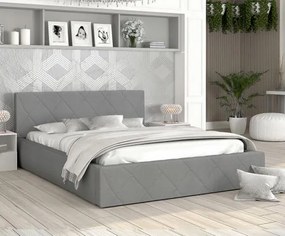 Luxusní postel CARO 160x200 s kovovým zdvižným roštem ŠEDÁ