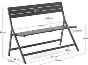 Černá kovová zahradní lavice Torreta – Kave Home
