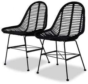 Jídelní židle 2 ks černé přírodní ratan,  244571 HangarStore.cz