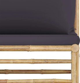 vidaXL 6dílná zahradní sedací souprava + krémově bílé podušky bambus [3058210] Barva: Tmavě šedá