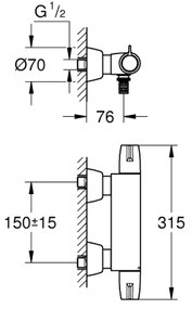 GROHE 34666000 - Termostatická lékařská baterie DN 15 lesklý chrom