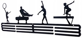 Kovový nástěnný věšák na medaile gymnastika 60x18cm černý