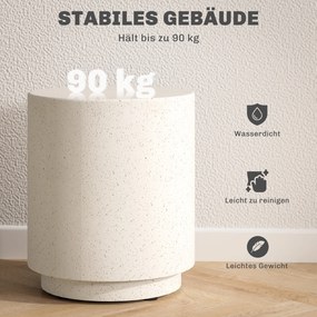 HOMCOM Odkládací stolek s vzhledem kameniny, konferenční stolek, koncový stolek, stolek do obývacího pokoje, zahrady Ø37 x 43 cm, krémově bílá
