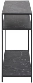 Scandi Černý kovový toaletní stolek s mramorovým dekorem Rowan 100 x 55 cm