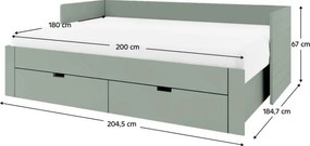 Rozkládací postel, šedozelená, 90/180x200, ANTONY Kondela 0000416624