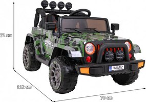 Ramiz Dětské terénní auto Full Time 4WD maskáčové na dálkové ovládání + pohon 4x4 + LED audio + úložný prostor