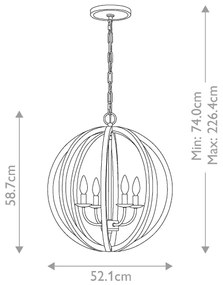 Elstead FE-ALLIER-4P-WW - Lustr na řetězu ALLIER 4xE14/60W/230V dub