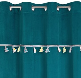 DĚTSKÝ ZATEMŇOVACÍ ZÁVĚS NA KROUŽCÍCH KIDS 1 140X250 CM TMAVĚTYRKYSOVÁ