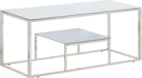 vidaXL Konferenční stolek nerezová ocel a tvrzené sklo [350020] Barva: stříbrná a bílá