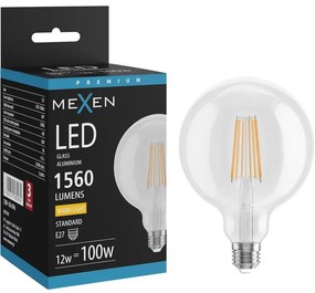 Mexen Vintis LED vlákno žárovka E27, G125, 12W, Teplá - 2700K, 1560 lm, čirá - L158-E27-1227-00