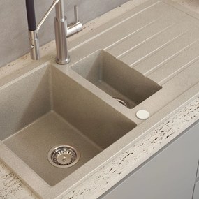 Béžový (pískový) 1,5 komorový kuchyňský granitový dřez QUADRON BRUCE 156 bez baterie