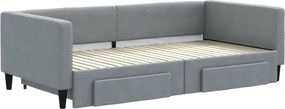 Válenda s přistýlkou a zásuvkami světle šedá 100x200 cm textil 3196619