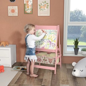 Dětská oboustranná tabule s rolí papíru a koši, růžová 3B0-011V80PK