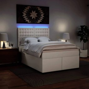 Box spring postel s matrací bílá 160x200 cm umělá kůže 3293029