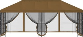 Altán s bočními stěnami 6 x 3 m Taupe Polyester a ocel 190 gsm 3375999
