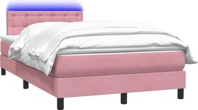 Box spring postel s matrací a LED růžová 120x220 cm samet 3317312