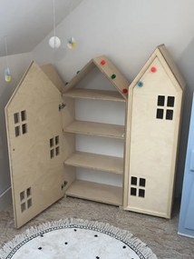 Vingo Dětská policová skříň domeček, přírodní - 130 cm