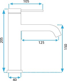 Rea Clif, umyvadlová baterie h-205, zlatá matná, REA-B5323