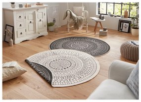 Černo-krémový venkovní koberec NORTHRUGS Porto, ⌀ 140 cm