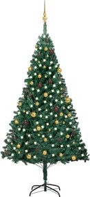 vidaXL Umělý vánoční stromek s LED a sadou koulí bílý 240 cm [3077624] Barva: zelená a zlatá