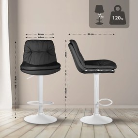 Barová židle Laurel umělá kůže bílá konstrukce – černá