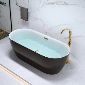 BPS-koupelny Volně stojící akrylátová vana HYD-CES518B 160x75 bílá/černá, odtokový komplet zlatý