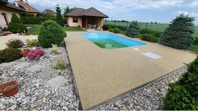 Báča Beton Kamenný koberec na podlahu Viano Frakce: Střední (1 – 4 mm), vydatnost setu 1,8 m², Doporučené použití v: exteriéru - dvousložkový polyuretan
