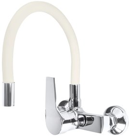 Gamma Flex, nástěnná dřezová baterie s elastickým ramenem, béžová-chromová, GMA-BFXS-B