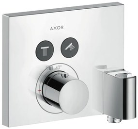 Axor ShowerSelect - Termostat s podomítkovou instalací, hranatá verze, pro 2 spotřebiče, s přípojkou hadice a držákem, chrom 36712000