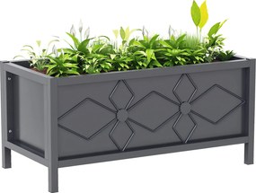 Zahradní vyvýšený květinový box Outsunny z pozinkované oceli s bezpečnostním okrajem, obdélníkový záhon pro květiny, bylinky a zeleninu, 80 x 40 x 38
