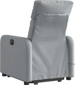 Elektrické zvedací masážní polohovací křeslo světle šedé textil 3206726