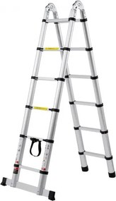 Teleskopický prodlužovací žebřík 3,8 m tvaru A s tyčí stabilizátoru pro obytné vozy